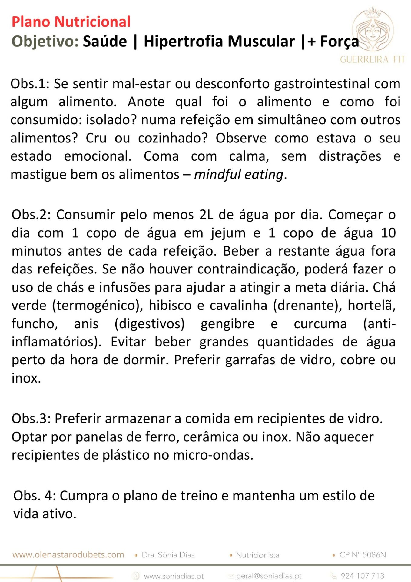 Hipertrofia Muscular - Plano Nutricional - Olena Starodubets